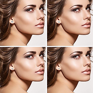 ITALIAN FASHIONS 14k White Solid Gold ROUND Stud Earrings | 6.5mm | With Gift Box | Gold Stud Earrings Women and Men Round Cut Clear Cubic Zirconia