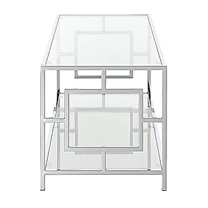 Town Square Chrome Coffee Table with Shelf, Glass/Chrome
