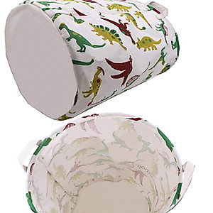 Dinosaur Laundry Basket Extra Large 19.7 x 15.7 Inch, ZUEXT 63L Canvas Fabric Collapsible Clothes Bin,Waterproof Laundry Hamper, Nursery Toy Bins, Kids Boys Girls Storage Baskets for Bedroom