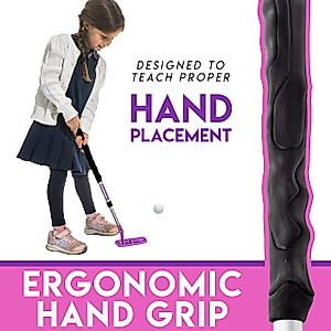 Franklin Sports Golf Set - Youth Adjustable Plastic Golf Club Set - Kids Golf Set with Bag & Balls - Adjustable Length Clubs For Toddlers - Pink