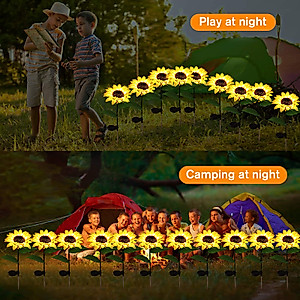 VStoy Sunflower Solar Lights Outdoor Garden, Waterproof Metal Decor Stake Art Flower LED Lighting, Solar Power Lamp Decorations for Yard Patio Lawn Porch Grave Backyard Walkway (watt_Hours, 5)
