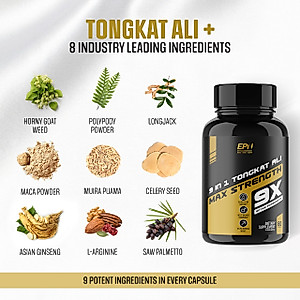 EPN Supplements | #1 Rated 9 in 1 Tongkat Ali + Horny Goat Weed | Fast Acting Blood Flow, Increase Stamina & Muscle Growth | Ultra Potent Formula for Men w/ Saw Palmetto, Maca Powder - 60 Capsules