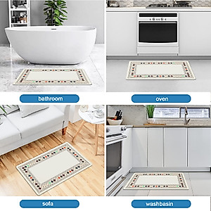 Artnice Kitchen Counter Mats 1 Pack, Colorful Geometric Trellis Khaki Non Slip Kitchen Rug, Stress Mats for Standing at Work Places, Rug for Kitchen Sink Area, Stove, Office, Laundry, Bedroom