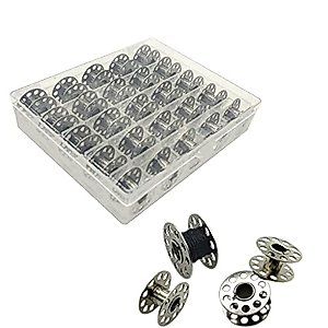 25 Pcs Metal Bobbins for Sewing Machine with Storage Box, A Class 15 Universal Bobbins in Case Compatible for Brother, Janome, Singer, Bernina, Toyata, Anime, Kenmore, Elna, Babylock by LeBeila