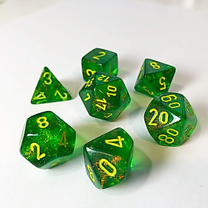 Chessex Borealis Maple Green/Yellow Polyhedral 7-Die Set