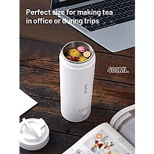 balbali Mini Electric Tea Kettle Temperature Control Stainless Steel - Portable Kettle for Travel Kettle Electric Small, Electric Thermos for Boiling Water - Hot Water Boiler/Maker/Heater - 0.4L Portable Electric Kettle