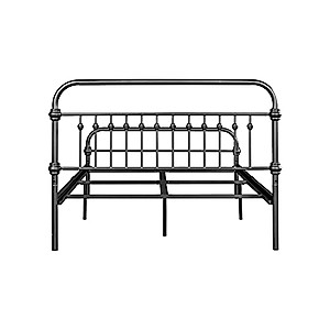 Epinki 81.6" L X 59.6" W X 44.4" H Metal Bed Frame Full Size Bed Frame - Black, Steel, Easy Assembly