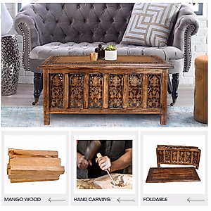 Rectangular Wooden Coffee Table, Modern Wooden Coffee Table, Center Tables, Entryway Table, Living Room Table for Magazines, Books, and Plants - 36x18 Inch Burnt