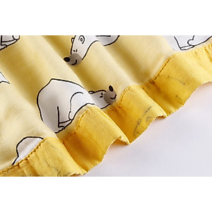 Muslin Soft Swaddle Blanket Quilt， Baby Blankets for Boy Girl Toddler Daycare, 4 Layers Swaddle Wrap, Size 43X45inchs (Bear Yellow)