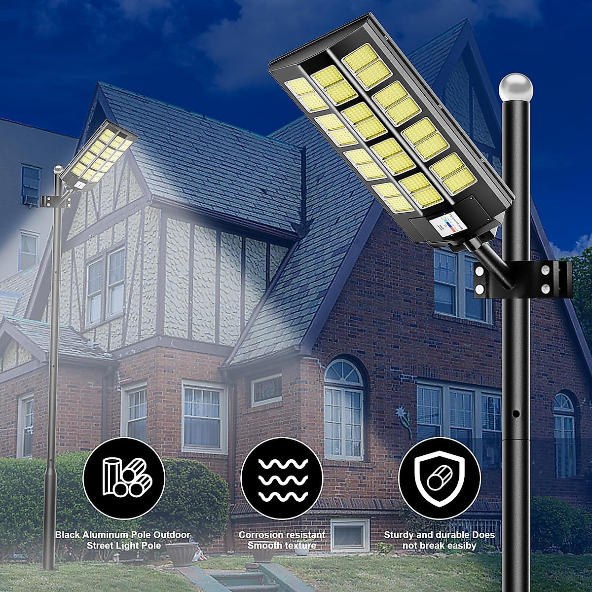 loyoele 16.5Ft Solar Street Light Pole for Parking Lots, Courtyards, Streets, Backyards, Outdoor House - Durable Weather-Resistant Street Poles