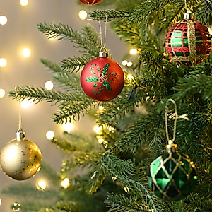 Valery Madelyn Christmas Ornaments Set, 30ct Red Green and Gold Shatterproof Christmas Tree Decorations Ball Ornaments Bulk, 2.36 Inches Traditional Country Hanging Ornaments for Xmas Trees Decor