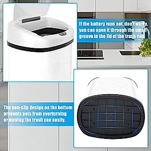 HGS Touchless Trash Can 13 Gallon Automatic Garbage Waste Bin Stainless Steel Trash Can Touch Free Kitchen Garbage Cans with Lid, Sensor Trash Bins for Home Office Living Room Bedroom, White, White