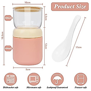 UHAPEER Oatmeal Yogurt Container, Overnight Oats Containers with Lids and Spoon, Stainless Steel Insulated Food Container, 2-Tier Cereal Cup On the Go, Parfait Cup Milk Container for Breakfast Lunch