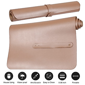 Boutilon Leather Desk Pad 30" x14",Non-Slip Mouse Pad,Office Desk Mat,Waterprooft PU Leather Desk Blotter,Desk Pad Protector,Desk Writing Pad for Home Office Decor (M-Champagne)