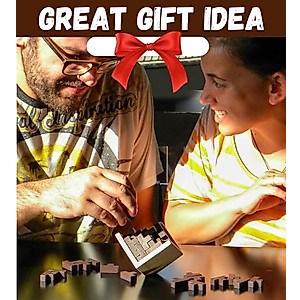Original 3D Wooden Brain Teaser Puzzle: Engaging 3D Puzzle Box for Kids 8-12 & Adults, Desk Toys Delight, Challenging Games & Wooden Puzzles for Adult Brain Boost (Brown)
