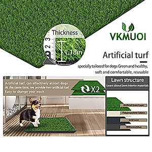 VKMUOI 19 x 23 in Dog Grass Pad with Tray Pet Training Pads with Tray Reusable Fake Grass for Dog to Pee on Dog Litter Box-Indoor/Outdoor Dog Potty Tray with Pee Pads
