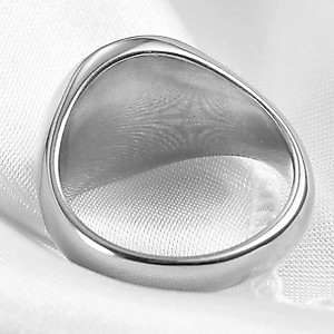 Jude Jewelers Stainless Steel Round Signet Shape Chinese Taiji Yin-Yang Feng Shui Cocktail Party Biker Ring (Silver, 8)