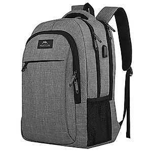 Matein Travel Laptop Backpack, Business Anti Theft Slim Durable Laptops Backpack with USB Charging Port, Water Resistant College School Computer Bag Gifts for Men & Women Fits 15.6 Inch Notebook, Grey