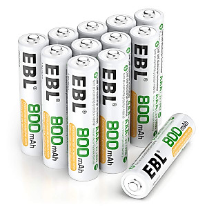 EBL 12 Counts Ni-MH Rechargeable AAA Batteries 1.2V Pre-Charged with Storage Box(800mAh)