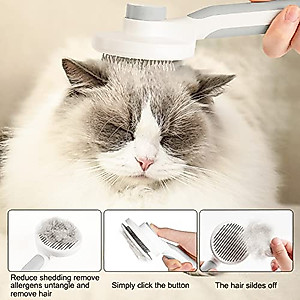 AUBERRY Self Cleaning Slicker Brush,Long & Short Hair Pets Gently Removes Loose Undercoat, Mats and Tangled Hair Dog & Cat Grooming Brush, Skin Friendly(GREY)