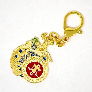 FengShui 100 Blessings Energetic Deer Wealth Amulet Keychain W4950