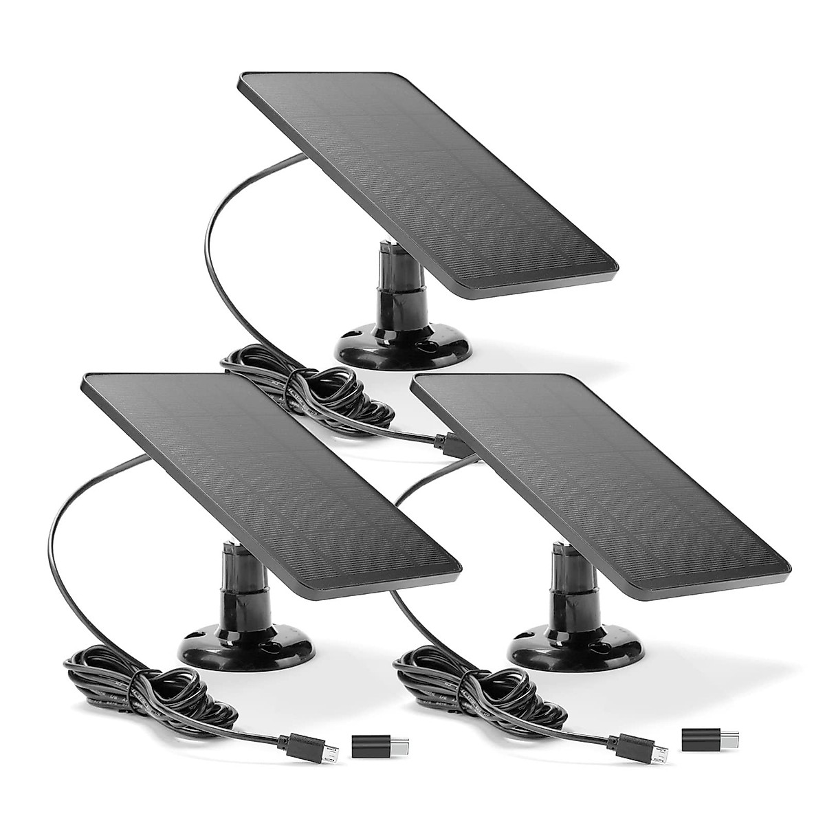 3 Pack Solar Panel Camera Charger Fit for SimpliSafe Outdoor Camera, Arlo GO 1, Arlo Essential Spotlight 2nd gen/Spotlight XL 2nd gen,Arlo pro （not for pro 2） VMC2030 VMA3600 Camera 5V 4W Cable Black