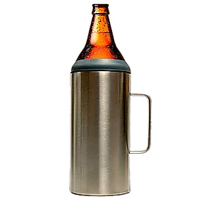 Gteller 40oz stainless steel cooler, double walled vacuum insulated bottle holder&keeper (Silver)