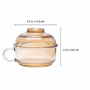 jojofuny Glass Noodle Bowl Japanese Soup Bowl Clear Food Bowl with Handle Microwave Safe Ramen Bowl Fruit Salad Cereal Dish Bowl Coffee