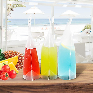 150 Pcs Zipper Plastic Pouches Drink Bags,Juice Pouches Heavy Duty Hand-Held Translucent Reclosable Stand-up Bag with 150 pcs Individual Package Straws & Funnel Included