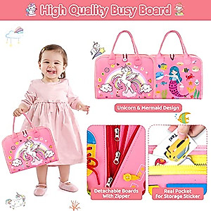 HONGDDY Busy Board Montessori Toys for Toddler, Sensory Board Toy for Learning Fine Motor Skills Quiet Book Travel Toys Educational Plane Travel Activity for Girls & Boys Gifts