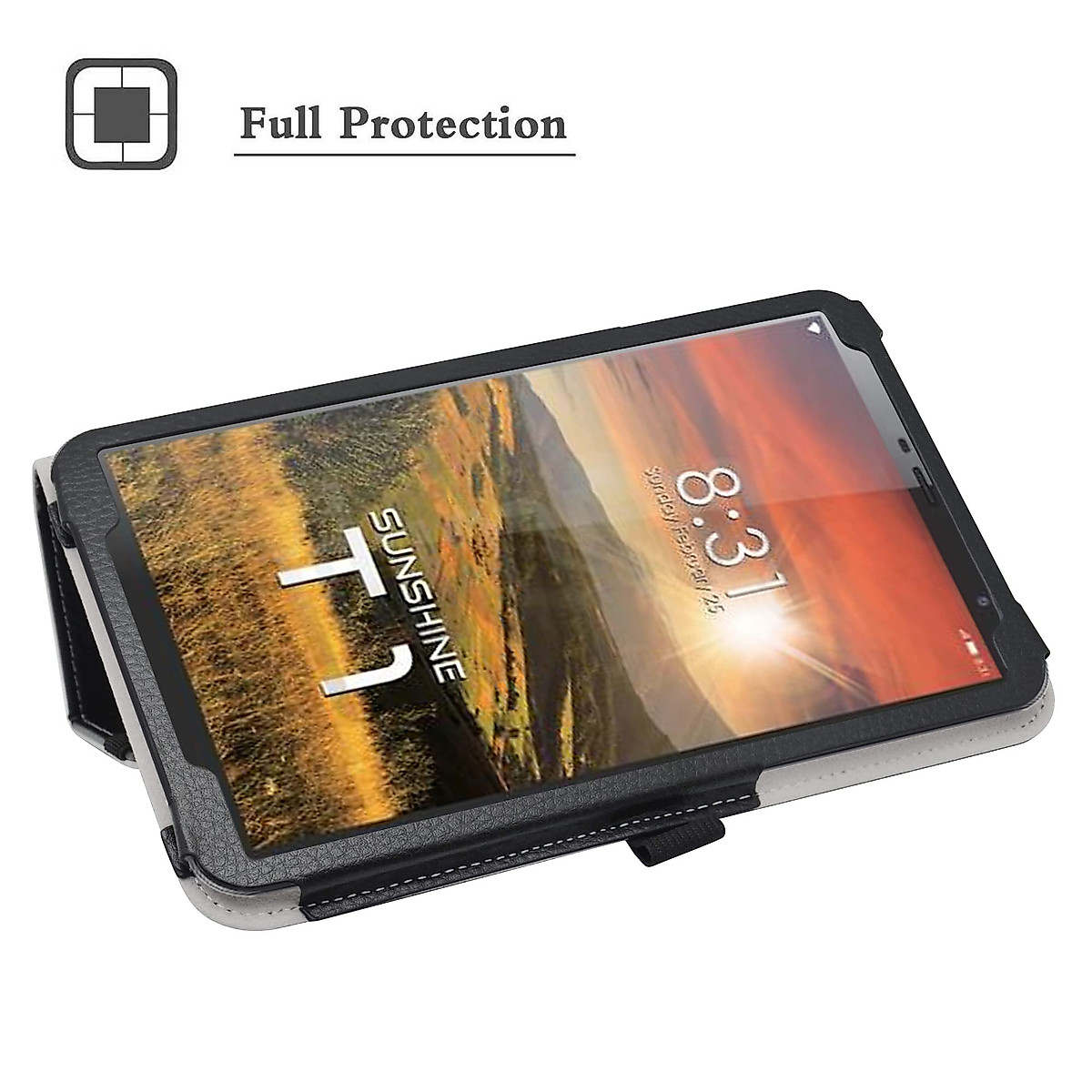 Bige for Sunshine T1 Elite Case,Sky Pad 8 Case,Foxx T8 Case,Hyudai Hytab Plus 8WB1 Case,Scepter 8 Case,PU Leather Folio 2-Folding Stand Cover for Sunshine T1 Elite 8" Tablet,Black