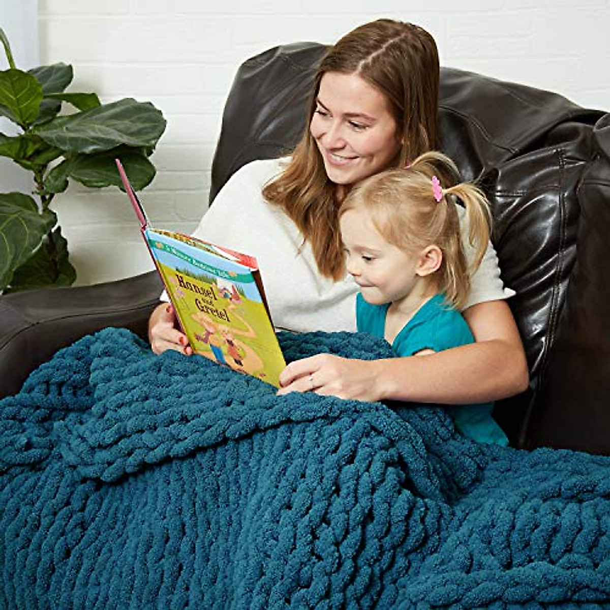 Sterling Letter Chunky Knit Throw Blanket - 40" x 48" - Handwoven - Gorgeous Braided - Breathable - Chenille Yarn - Cozy Blanket - Modern Bedding - Soft Blankets - Bedroom Decor (Caribbean Sea Blue)