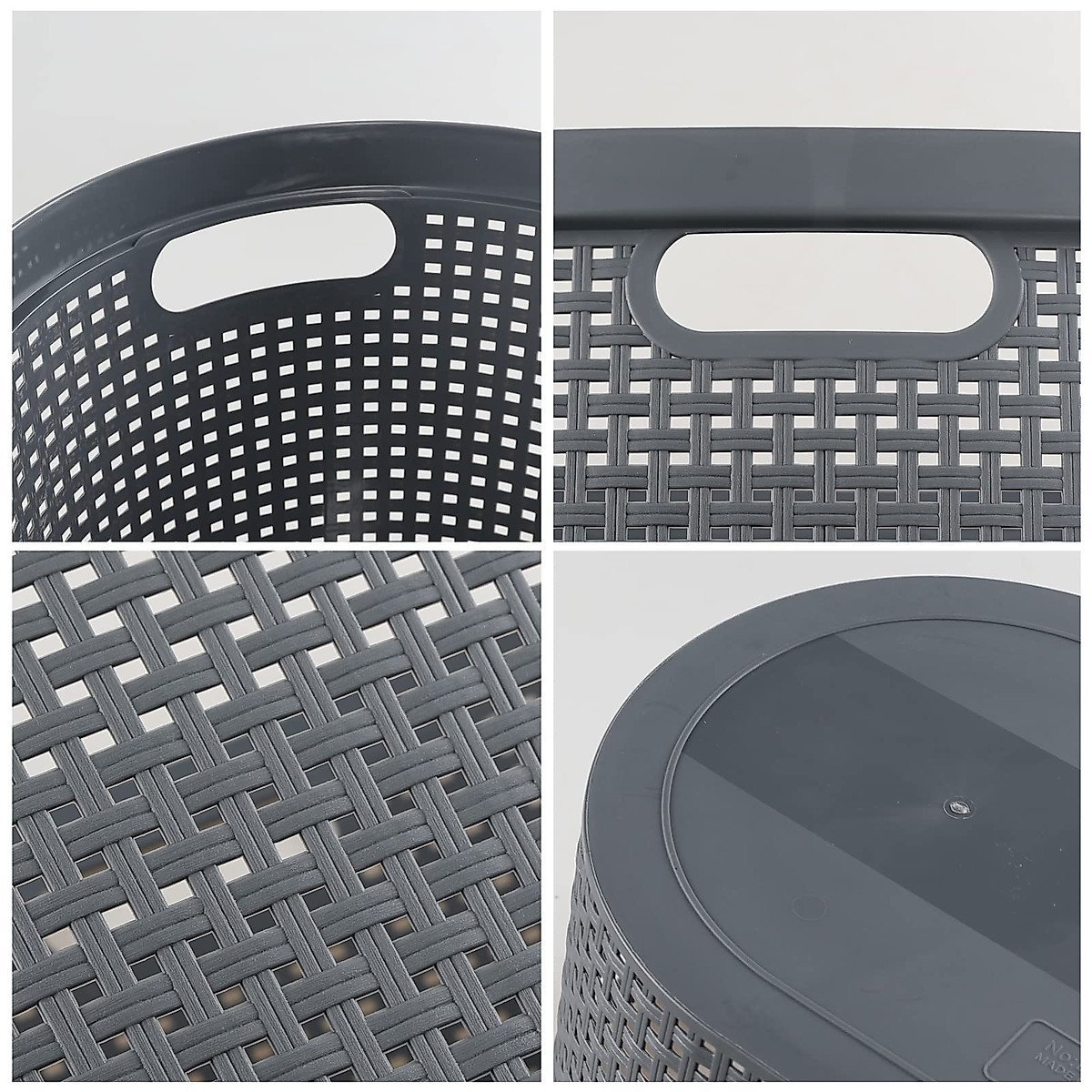 Saedy 4 Packs Plastic Laundry Clothes Baskets, 40L, Large Laundry Hamper with Cutout Handle