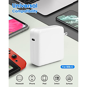 Mac Book Pro Charger, 96W USB C Fast Charger Power Adapter Compatible with New MacBook Air 13 Inch & MacBook Pro 16" 2021 2020 2019 2018, with 6.6ft USB C Cable