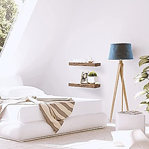 Sorbus Floating Shelf Set — Rustic Engineered Wood Hanging Rectangle Wall Shelves — Perfect for Home Décor, Trophy Display, Photo Frames, and More