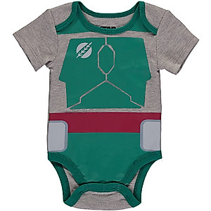 Star Wars Baby Boys' Short Sleeve Bodysuit Five Pack - Star Wars Baby Clothes One Piece Multipack Featuring Baby Yoda, Chewbacca, Boba Fett, R2-D2, and Darth Vader