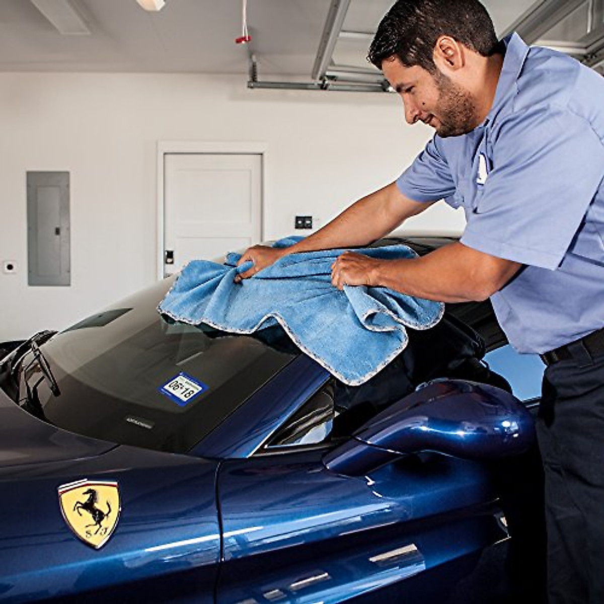 MW Pro Detail Microfiber Car Towels (24"x 36") | 400 GSM | 80/20 Blend | Tagless | Soft Satin Piped Edges | All-Purpose Auto Detailing - Wax, Buff, Polish, Wash, Dry | 2 Pack (Blue)