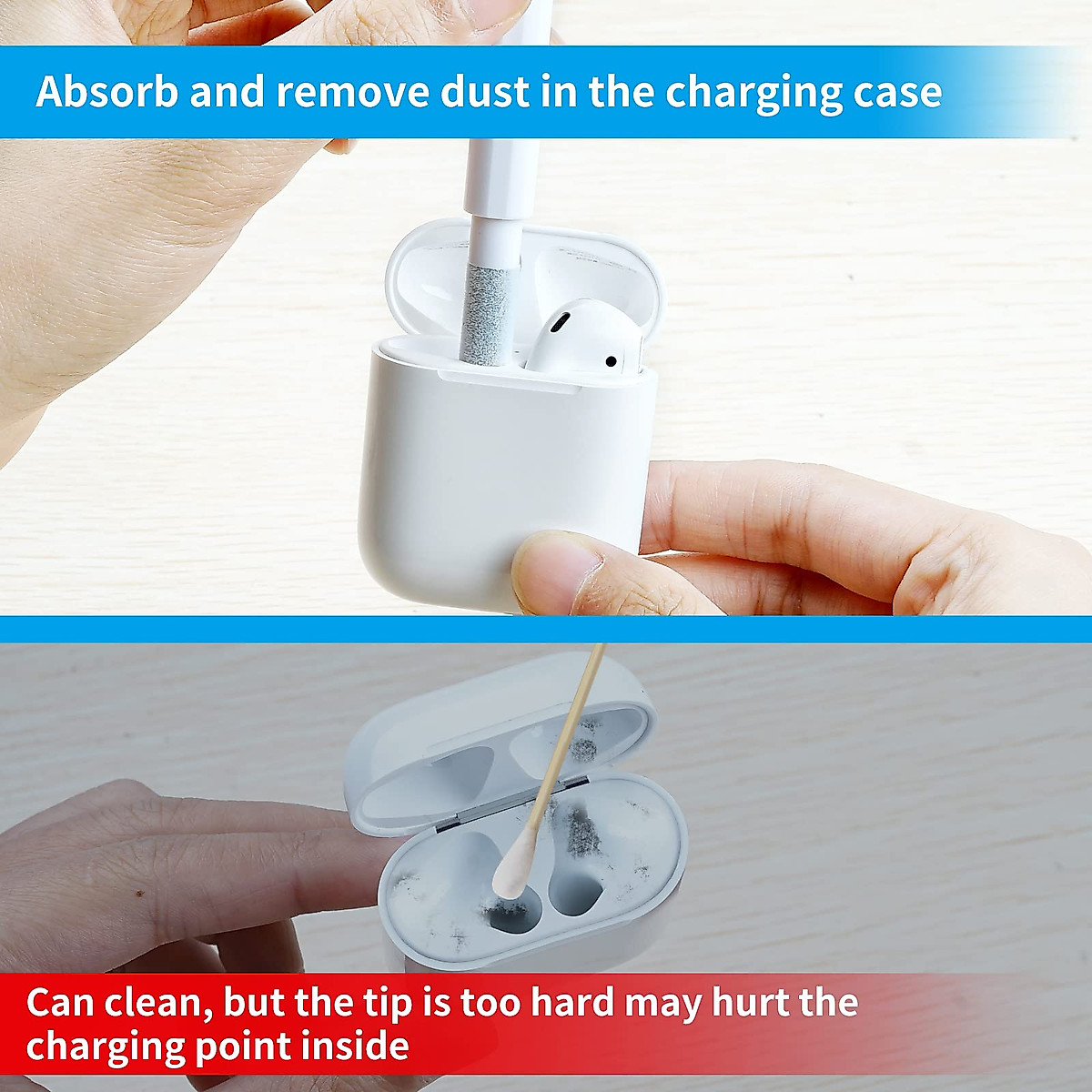 Airpod Cleaner Kit - Bluetooth Earbuds Cleaning Kit for Airpods Pro 1 2 3,Multi-Function Cleaning Pen with Soft Brush Flocking Sponge for Headsets/Charging Case/Mobile Phone/Keyboard/More