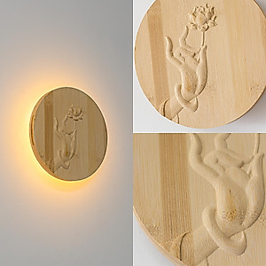 SKIVTGLAMP Hand Made Nature Wood Wall Sconce Rechargeable Battery Operated LED PIP Motion IR Sensor Wall Lamp, No Drilling Cordless Farmhouse Wood Embossed for Rustic Backlight Leaning Customizable