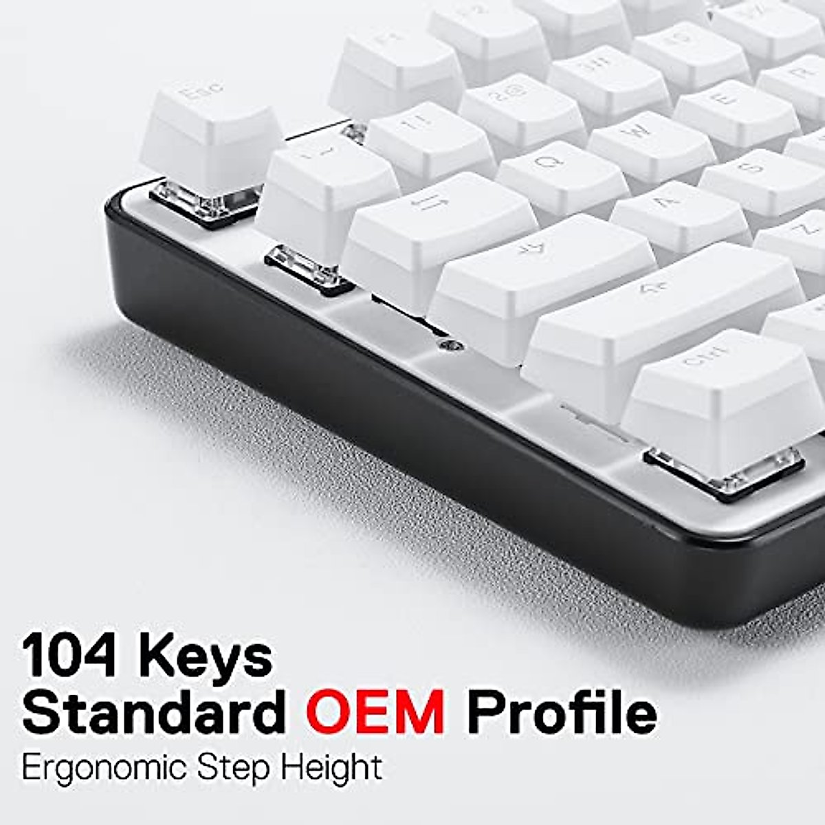 Redragon A130 White Pudding Keycaps, 104 Keys Standard Doubleshot PBT Keycap Set w/Translucent Layer for Mechanical Keyboard, OEM Profile, English (US) ANSI Layout