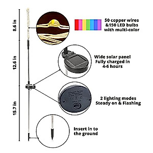 BQOQB 2Pack Solar Firework Lights Garden Lights 150 LED Solar Decorative Lights Waterproof Stake Landscape Lights with 2 Flashing Modes for Outdoor Patio Yard Lawn Pathway Landscape Decor…