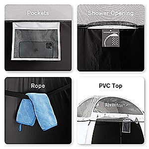 Alvantor Shower Tent Changing Room Outdoor Toilet Privacy Pop Up Camping Dressing Portable Shelter Teflon Coating Fabric 4’x4’x7' Patent Pending, White