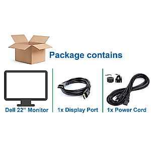 Dell P2213T Anti-Glare LED Backlit 22 Inch Monitor, VGA, Display Port, DVI, 16.7 Million Colors, USB 2.0 Downstream, USB 2.0 Upstream, 5ms Response Time, 60 Hz Refresh Rate (Renewed)