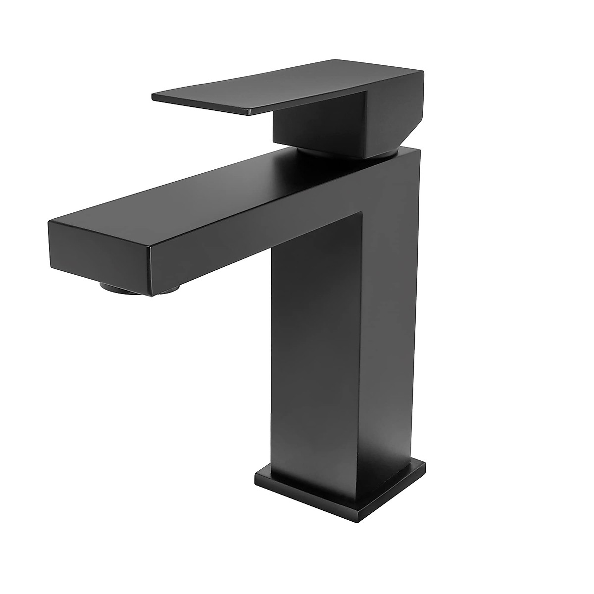 Matte Black Bathroom Faucet - Single Hole Bathroom Faucet Black - Smooth Faucet with 6 Inch Sink Deck Plate for 3 Hole Faucet - Modern Single Handle Bathroom Faucet.