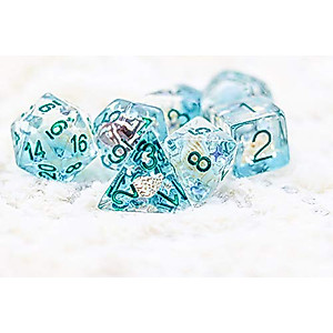 Blue Ocean of Seashell DND Dice Set for Dungeons and Dragons Gifts, D&D, D and D, Pathfinder, Accessories, D20, Polyhedral, Resin Dice, Metal, Dice Tray, Tower, Bag, Box