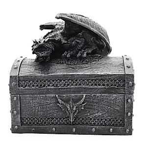 Forged Dice Co. Deluxe Dragon Dice Storage Box with Custom Foam Insert - Holds up to 6 Sets of Polyhedral Dice or 42 Individual Dice - Treasure Chest for Dungeons And Dragons Dice - Great DnD Gifts