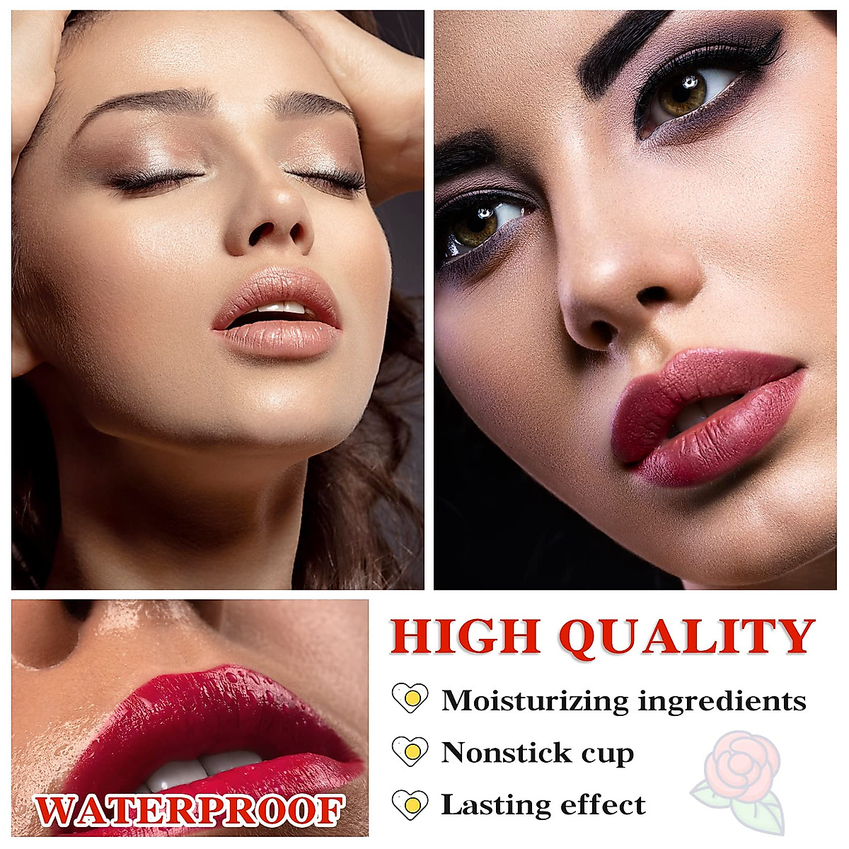 IONSGAKO 6 Colors Matte Nude Lipstick Set Liquid Lipstick Velvet Lip Gloss Lip Stain Long Lasting Waterproof Nude Pink Lipstick Set for Women Lip Makeup (SET-B)