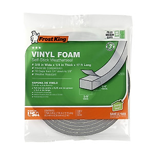 Frost King V734H Vinyl Foam Tape - Closed Cell - Moderate Compression, 3/4" W, 1/2" Thick, 10' L, Grey,Gray