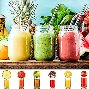 Reusable Metal Straws 50Pack,8.5"Stainless Steel Straws In Bulk 215x6mm Straight Bent Curved Drinking Straws for 20oz Tumblers Yeti Mugs (Silver straight straw-50Pack-215)