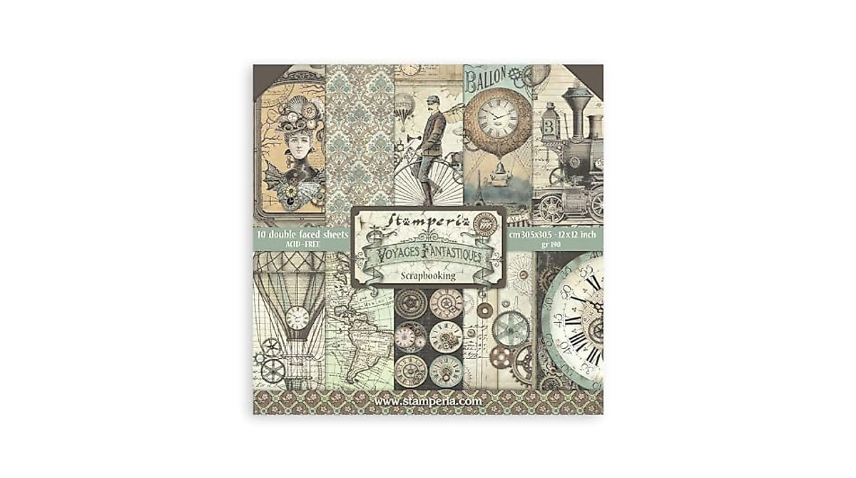 Stamperia 10 Pack Scrapbooking Paper - Multi-Colored